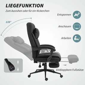 Ergonomická kancelářská židle Vinsetto s nastavitelným opěradlem, hlavovou opěrkou, opěrkami na ruce a výškově nastavitelná otočná židle s podnožkou …