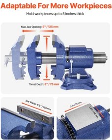 16,5 cm víceúčelový stolní svěrák Heavy Ductile Iron otočná základna 360°