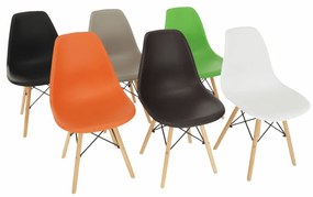 Jídelní židle CINKLA 3 new, plast teplá šedá, podnož buk, kov černý
