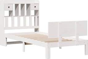 Postel s knihovnou bez matrace bílá 75x190 cm masivní borovice 3322677
