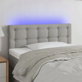 Čelo Postele S Led Tmavě Hnědé Textil Světle šedá 90 x 5 x 78/88 cm