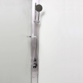 Mereo Mereo, Sprchový box, čtvrtkruh, se stříškou, s vaničkou R550, satin ALU, sklo Point, zadní stěny bílé, CK35122KBSW