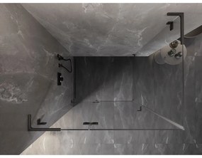 Mexen Lunar, L sklápěcí sprchový kout levý 100 x 70 cm, 8mm čiré sklo, profil grafit broušený, 834L-100-070-66-00-L