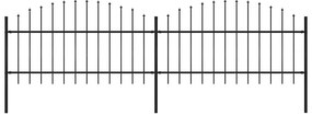 Zahradní plot s kopím nahoře ocelový 337 x 125 cm černý 277722