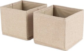 Béžové látkové úložné boxy v sadě 2 ks 14x12x12 cm Sandy – Compactor
