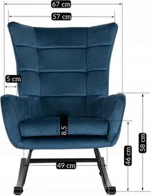 Houpací křeslo Nimara Velvet, modrá
