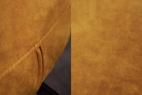 Designová židle  Holland Retro hořčicově-žlutý samet