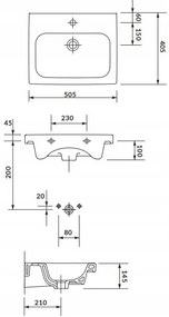 Cersanit Colour, skříňkové umyvadlo 50x40 cm, bílá, K103-005