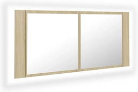 vidaXL Marketos LED koupelnové zrcadlo dub sonoma 100 x 12 x 45 cm akrylové