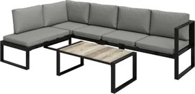 Outsunny rohová zahradní lounge pro 5 osob se 2 pohovkami, křeslo bez opěrky paží, konferenční stolek, tmavě šedá