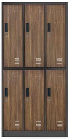 JAN NOWAK - Kovová šatní skříň IGORA BHP 6 - antracit/ořech - rozměr 185x90 cm - 3D6497