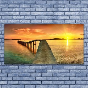Plexisklo-obraz Moře Slunce Most Krajina 120x60 cm