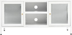 TV stolek bílý 105 x 35 x 52 cm ocel a sklo 336059