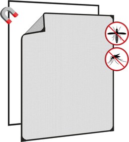 Magnetická okenní síť proti hmyzu antracitová 100 x 120 cm 153852