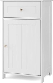 Costway Koupelnová skříňka úzká se zásuvkou a dvířky – 43 × 34 × 77 cm, bílý