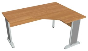 Stůl ergo lomený levý 160×120/60 cm - Hobis Cross CEV 60 L Dekor stolové desky: olše, Dekor lamino podnože: olše, Barva nohou: Stříbrná