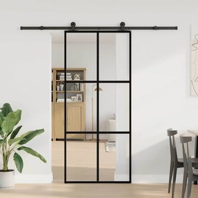 Posuvné dveře s kováním 90x205 cm ESG sklo a hliník 3332819