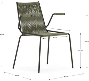 Zelené kovové jídelní židle v sadě 2 ks s područkami/stohovatelné Emily – Marckeric