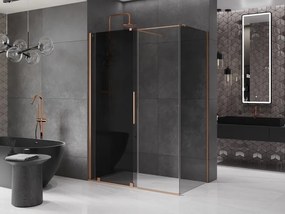 Mexen Velar, sprchový kout s posuvnými dveřmi 140 x 80 cm, 8mm šedé sklo, měděná matná, 871-140-080-41-65