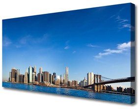 Obraz na plátně Město Most Domy 140x70 cm