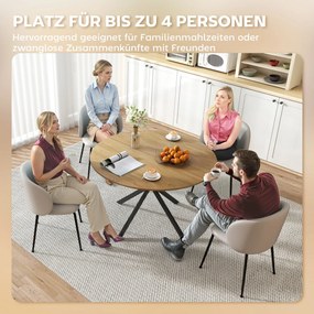 HOMCOM Kulatý Jídelní Stůl pro 4 Osoby, Ø120cm Kuchyňský Stůl v Průmyslovém Stylu se Steelovými Nohy, pro Jídelnu, Kuchyň, Pracovnu, Dub