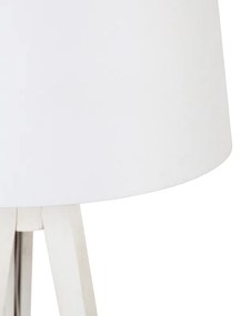Moderní stojací lampa stativ bílá s odstínem lnu bílá 45 cm - Tripod Classic