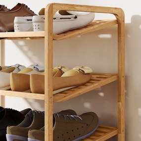 HOMCOM 3-patrový botník z bambusu pro 12 párů bot - Organizér do vstupní haly 76x33x50,8 cm Přírodní