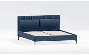 Tmavě modrá čalouněná dvoulůžková postel s roštem 160x200 cm Tulsa – Ropez
