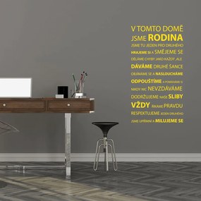 GLIX Rodinná pravidla - samolepka na zeď Oranžová 50 x 100 cm