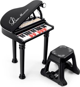 Costway Dětské piano s 31 klávesami a stoličkou přenosné piano černé