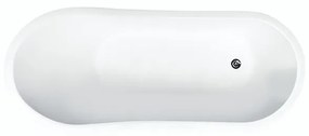 Besco Volně stojící vana z litého mramoru Gloria 150x67 (160x67,5) Barva: Bílá, Rozměry (cm): 150x67, Typ a barva výpustě: Click-Clack s horním čištěním, grafit