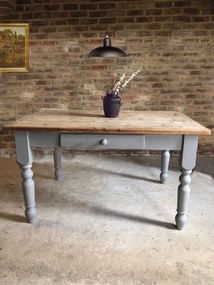 Stará Krása – Ruční výroba Venkovské jídelní stoly v šedém odstínu 76 X 170 X 80