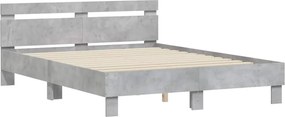 Rám postele s čelem betonově šedý 140 x 190 cm kompozitní dřevo 3207437