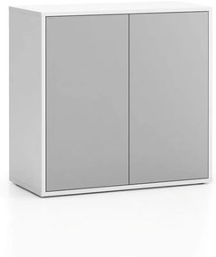 Kancelářská skřínka s dveřmi LAYERS, krátká, 800 x 400 x 777, bílá / šedá