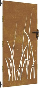 Zahradní branka 85 x 175 cm z cortenové oceli, design s trávou 153224