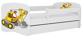 Kocot Kids Dětská postel BAGR bílá Velikost postele: 140x70, Matrace: S matrací, Šuplík: Bez šuplíku