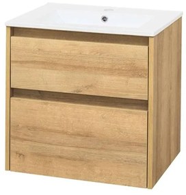 Mereo, Opto, koupelnová skříňka s keramickým umyvadlem 61 cm, dub Riviera CN920