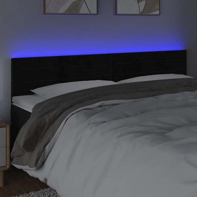 Čelo postele s LED černé 160x5x78/88 cm samet 3121808