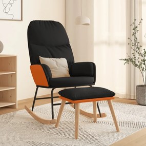 Houpací křeslo se stoličkou černé textil 3097406