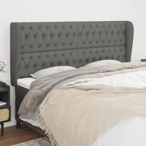 Čelo postele typu ušák tmavě šedé 203x23x118/128 cm textil 3118315