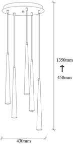 LED Lustr na lanku UGUR 5xLED/3W/230V