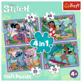 Trefl Puzzle 4v1 Bláznivý den Lilo&Stitch v krabici 28x28x6cm
