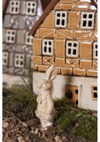 Velikonoční dekorace králíka v krémovo-žlutém provedení Métallique – 4x4x11 cm