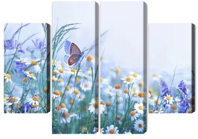 Vícedílný obraz Motýl A Divoké Květiny Nedostatek Nedostatek Plátno Canvas 120x90