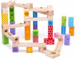 Bigjigs Toys Dřevěná kuličková dráha barevná / od 3 let