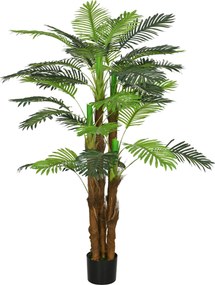 HOMCOM Umělé rostliny, umělá palma, 160 cm umělá rostlina s 36 větvemi, pokojová rostlina, umělý strom, rostlinná dekorace do interiéru, exteriéru, z…