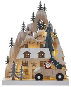 EMOS vánoční krajinka dřevěná, 22 cm, 2x AA, vnitřní, teplá bílá, časovač (DCWW17)