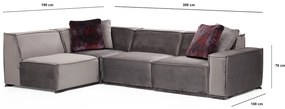 Designová rohová sedačka Valtina III šedá - levá
