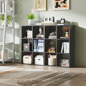 HOMCOM regálový stojan ve tvaru kostky se 6 přihrádkami z dřeva v rustikálním designu, 61,5x29,5x91,5 cm, černá