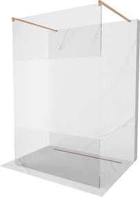 Mexen Kioto, sprchová zástěna Walk-In 140 x 200 cm, 8mm čiré sklo-námraza, měděný matný profil, 800-140-002-65-35